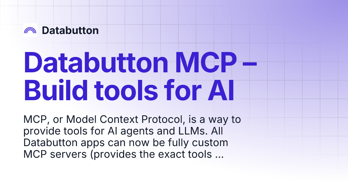 Databutton MCP – Build tools for AI | Databutton