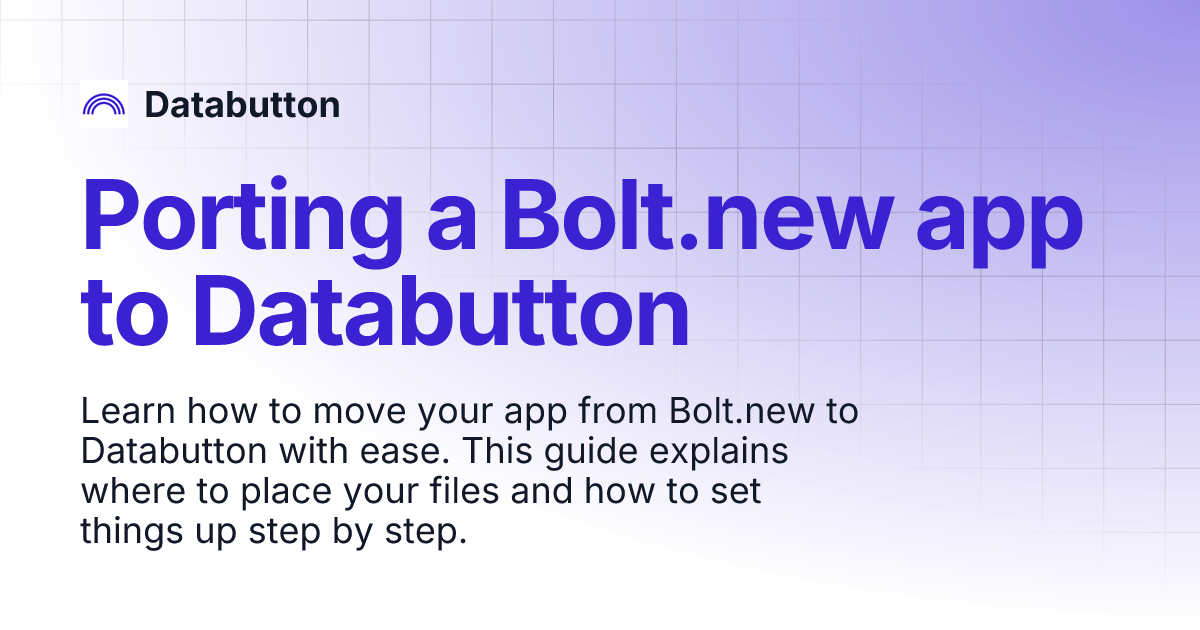 Porting a Bolt.new app to Databutton | Databutton