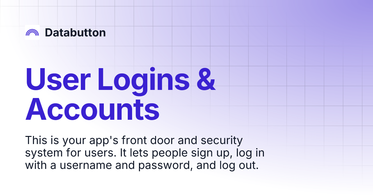 User Logins & Accounts | Databutton
