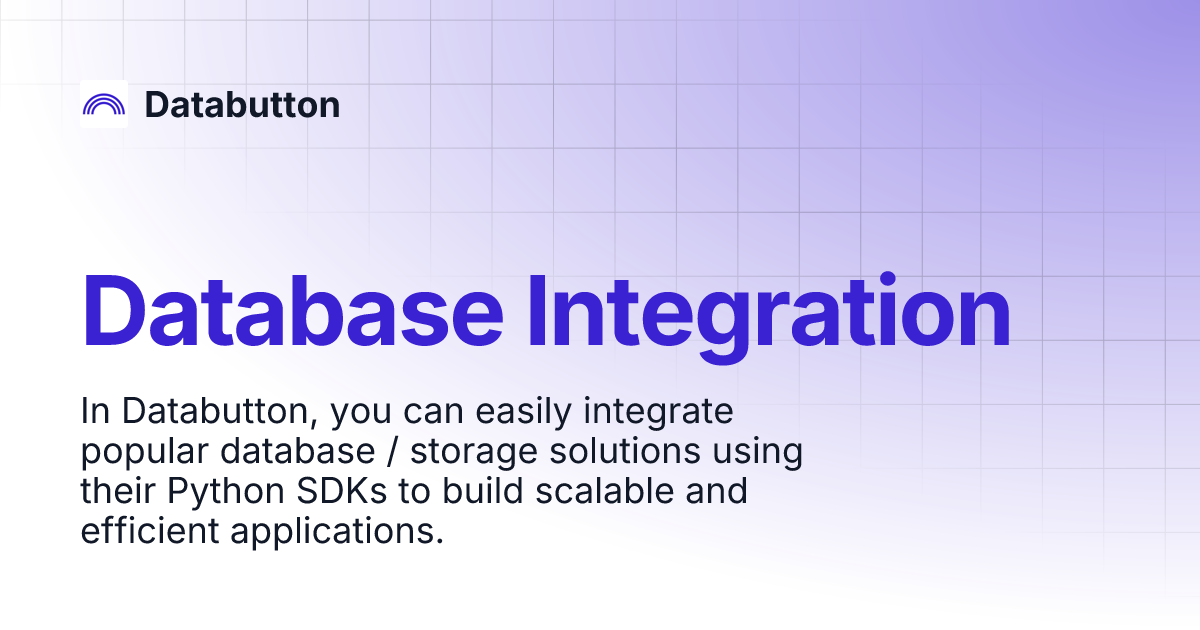 Database Integration | Databutton Database Integration | Databutton